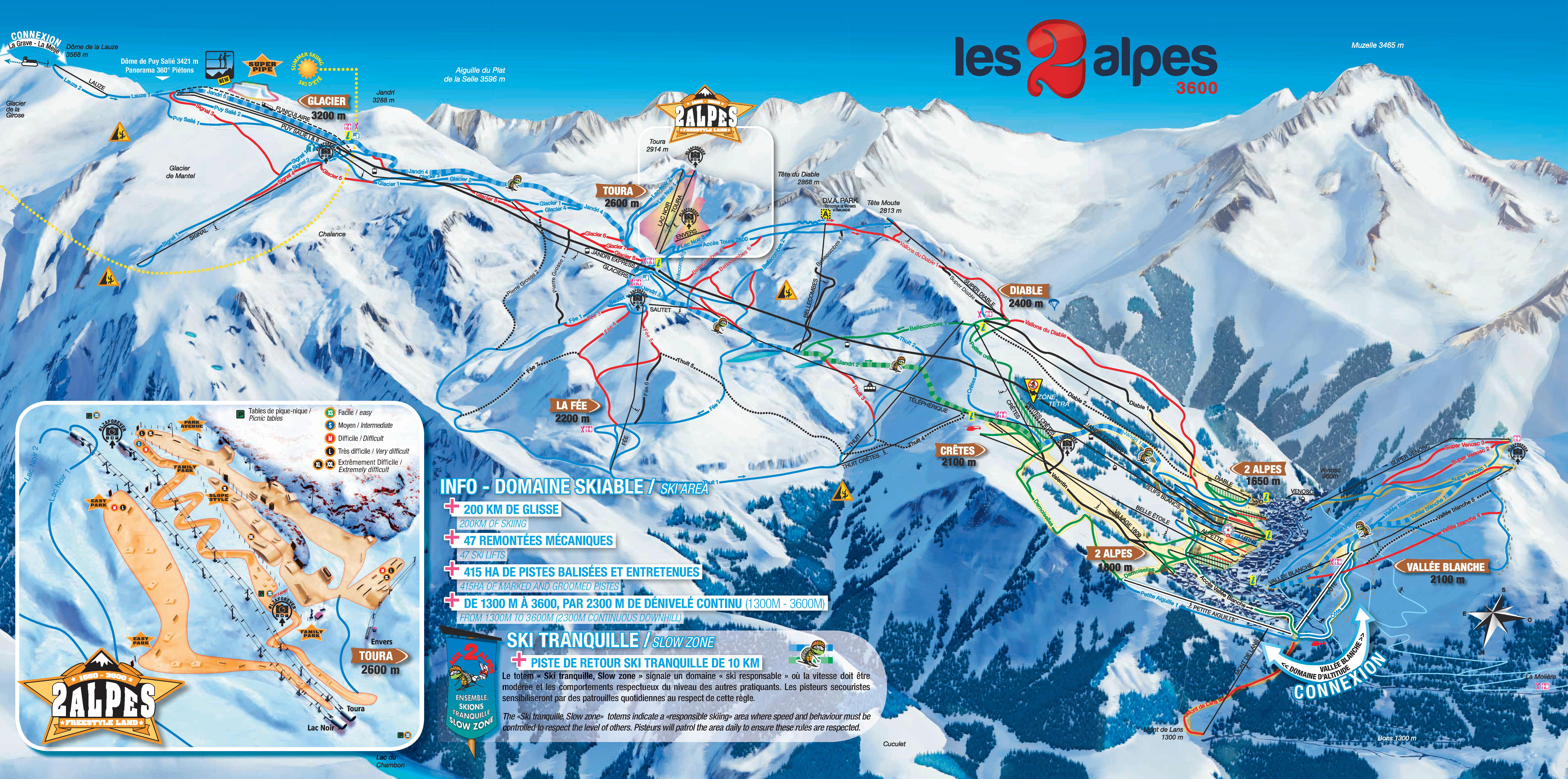 Cartina Les Deux Alpes - Mappa piste di sci Les Deux Alpes | Dove Sciare
